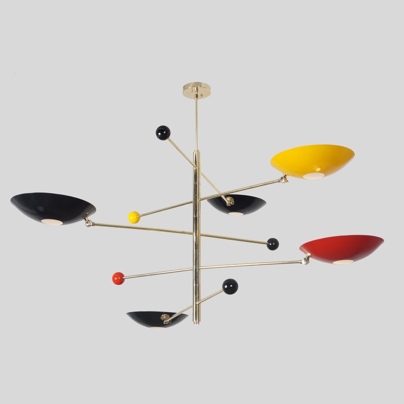 Stilnovo Style Five Multi Color Shade Sputnik Chandelier Light Fixture ...