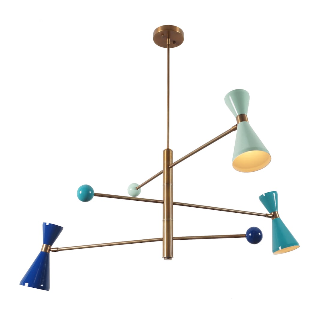 3 Light Stilnovo Style Multi Color Shade Sputnik Chandelier Light ...