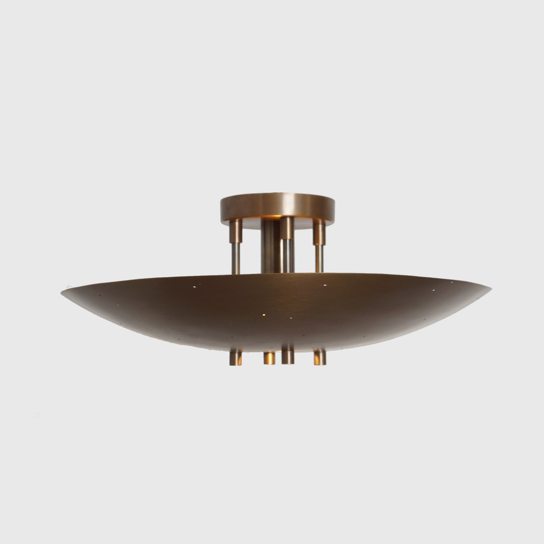 Brass Ceiling Flush Mount Pendant Light Fixture Mid Century Style ...