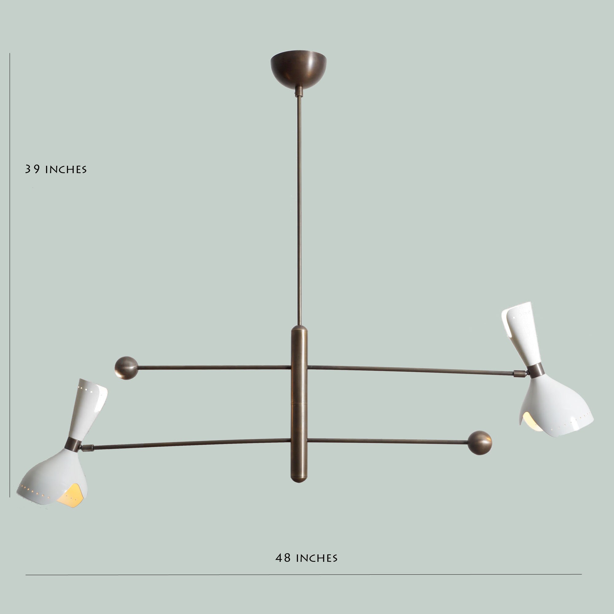 Italian Style Two-arms Brass Sputnik Chandelier Light Fixture Raw Brass ...