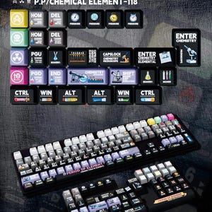 Chemical Element-118 Keycap Set: 160 PBT Cherry Profile Gaming Keycaps ...