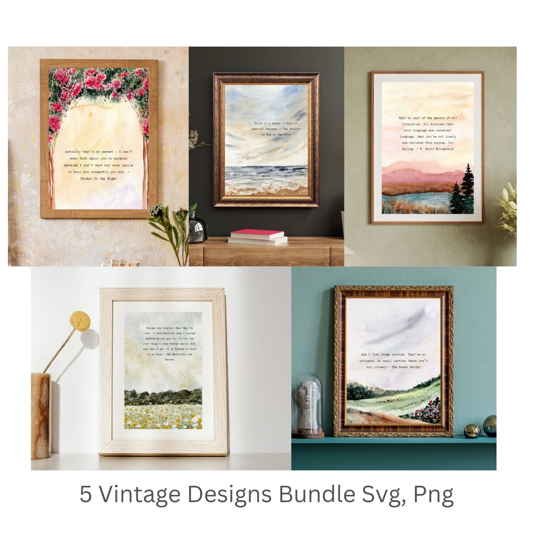 Fitzgerald Quote Bundle/watercolor Forest Print/vintage Quote Prints ...