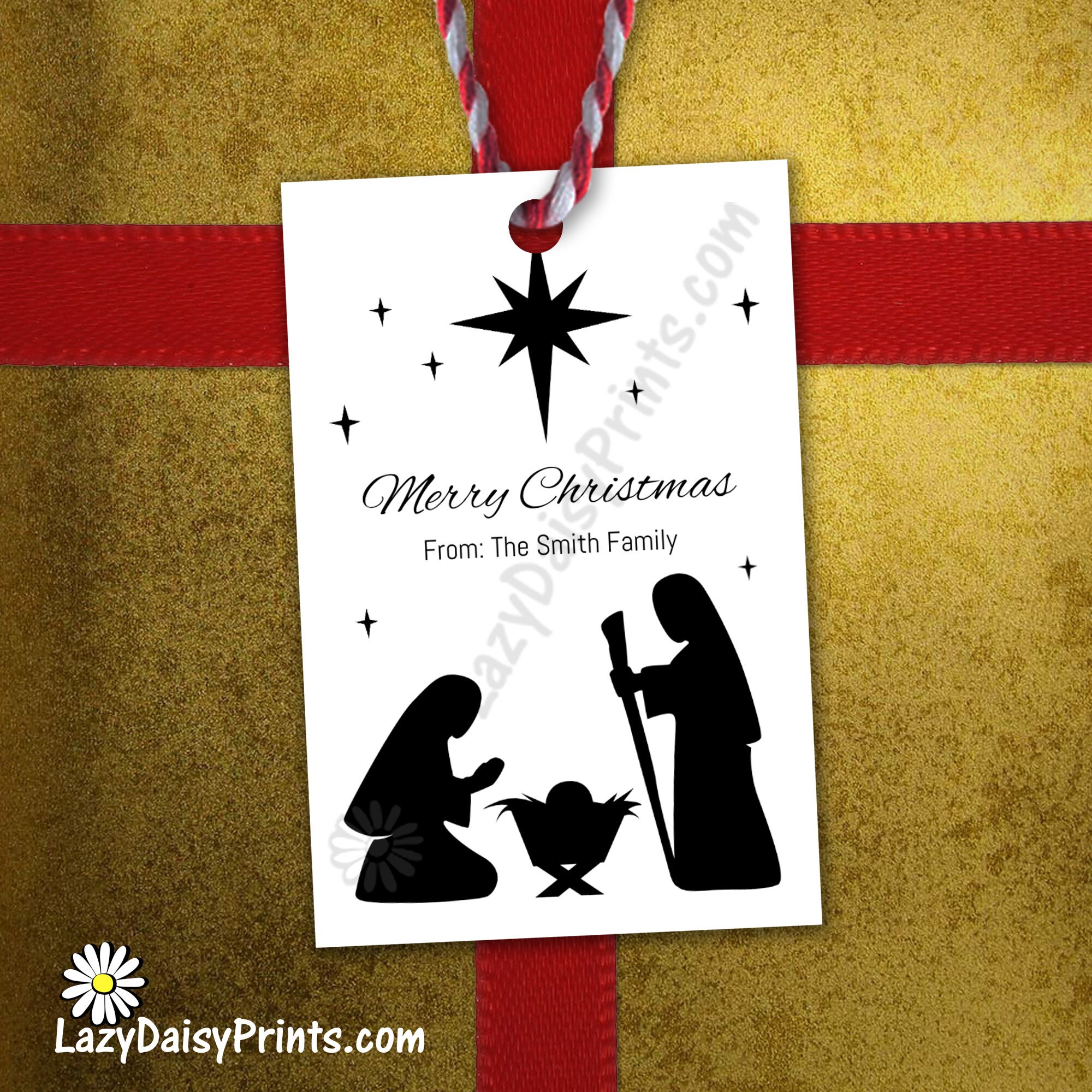 Christmas Nativity Gift Tag Mary and Joseph Nativity Hang Tag Nativity ...