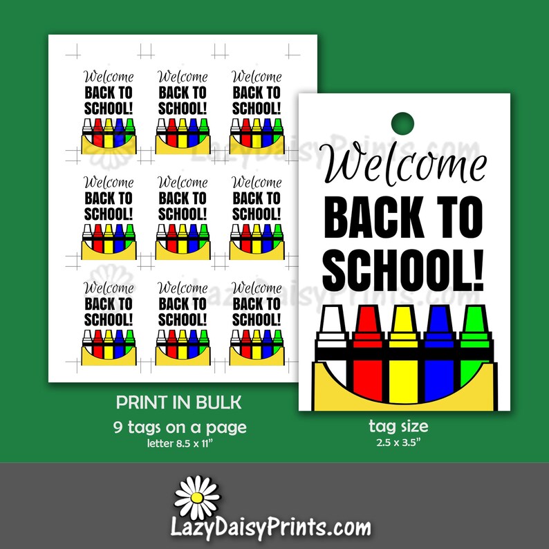 Welcome Back to School Box of Crayons Tag - Etsy