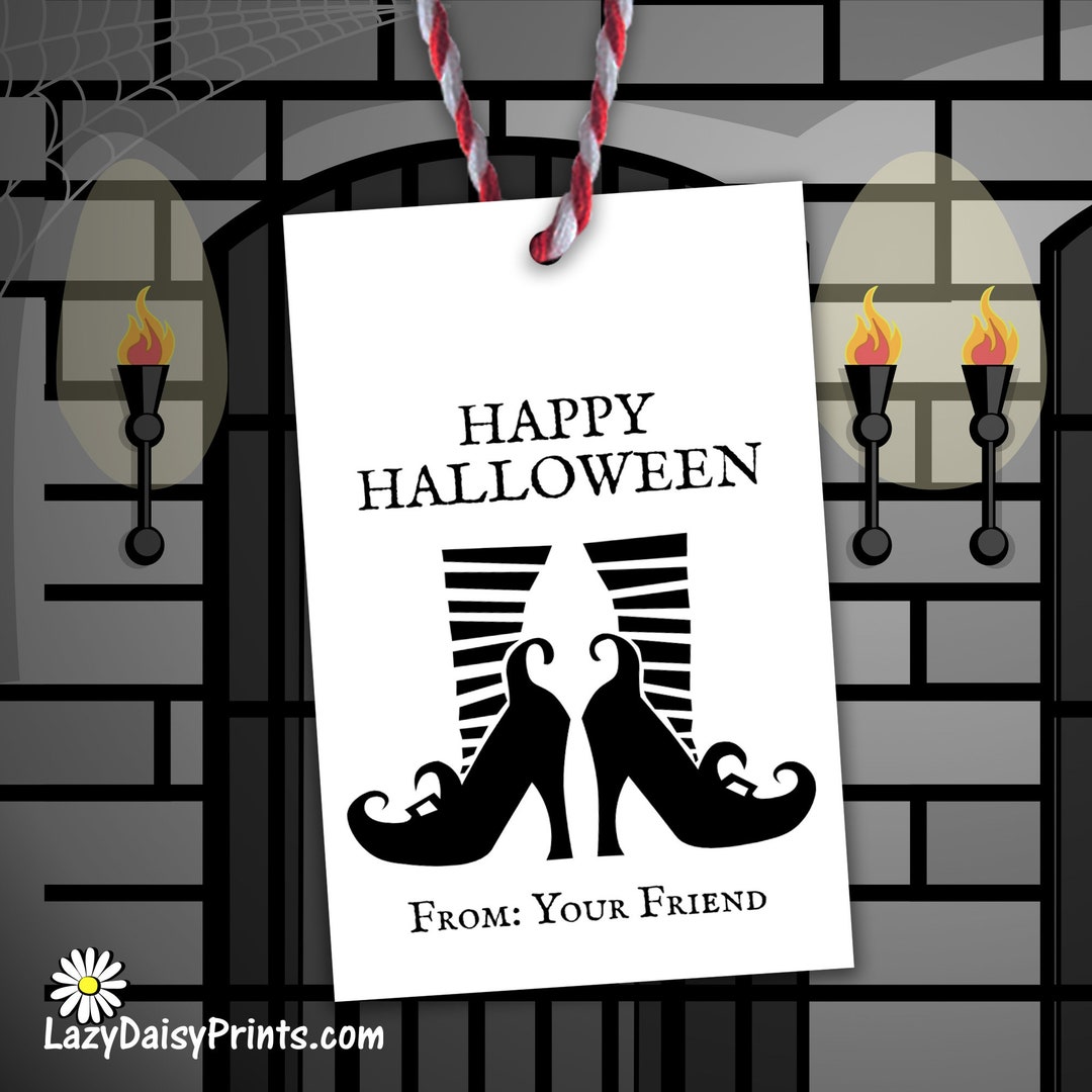 Editable Tag - Happy Halloween Witches Shoes - Etsy