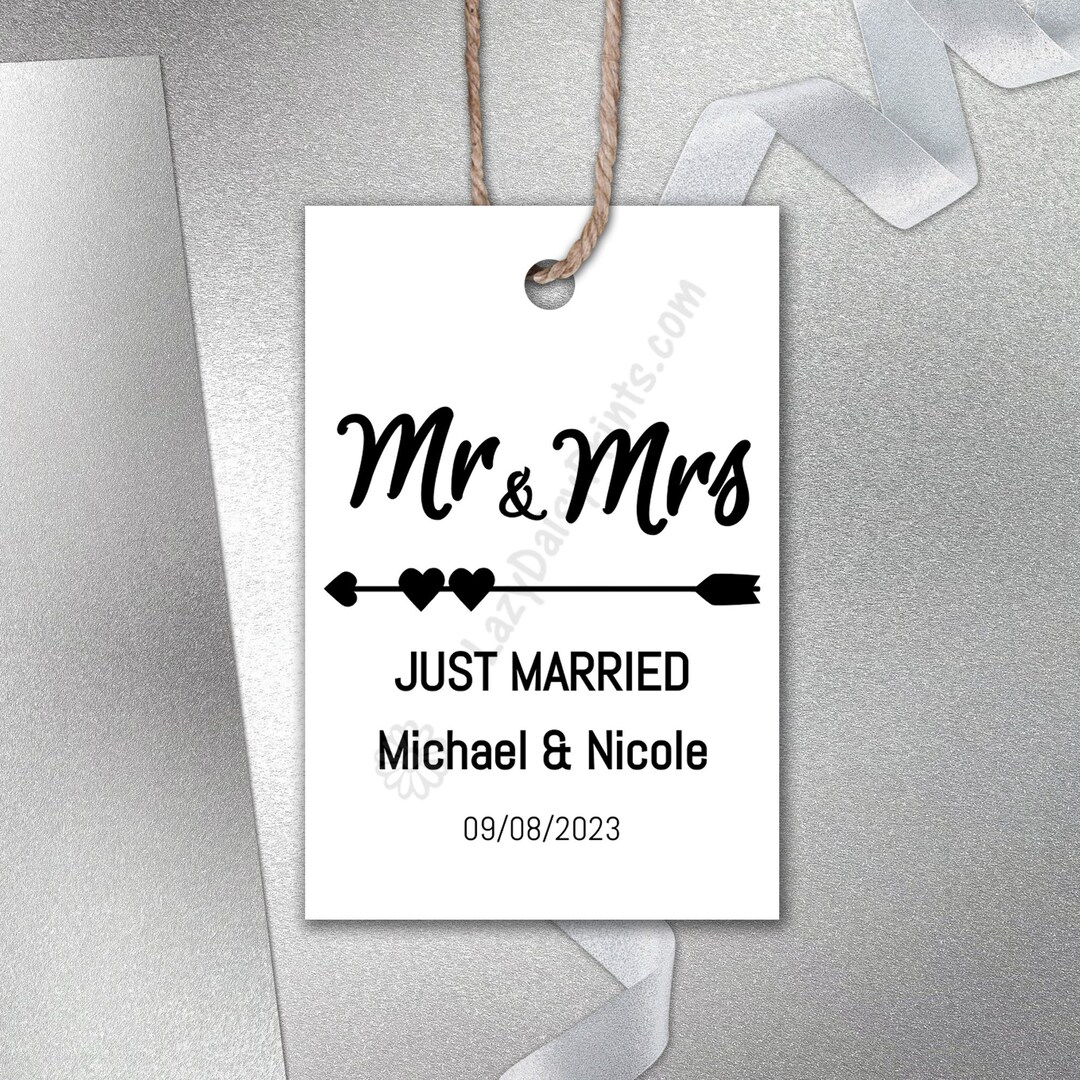 Editable Tag - Mr & Mrs Just Married - Etsy
