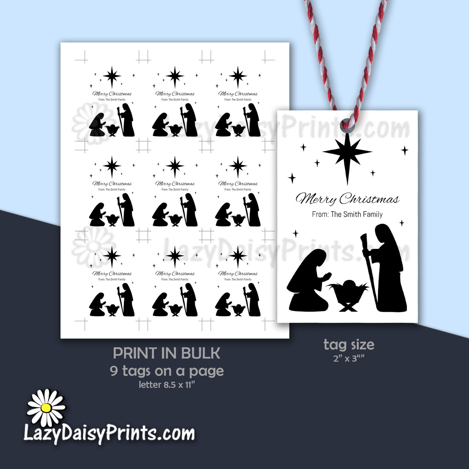 Christmas Nativity Gift Tag Mary and Joseph Nativity Hang Tag Nativity ...