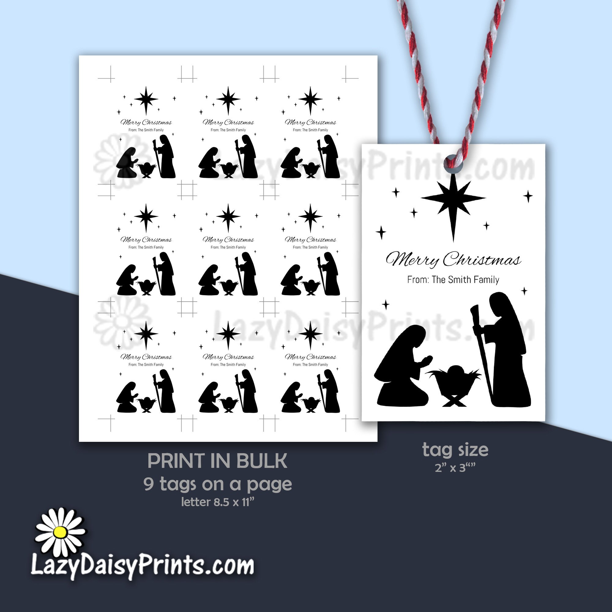 Christmas Nativity Gift Tag Mary and Joseph Nativity Hang Tag Nativity ...