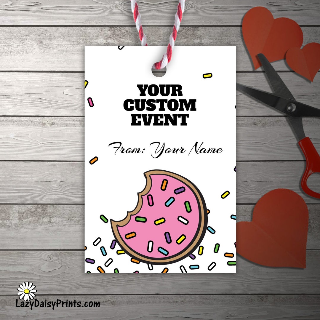 Editable Tag - Pink Cookie With Sprinkles - Etsy