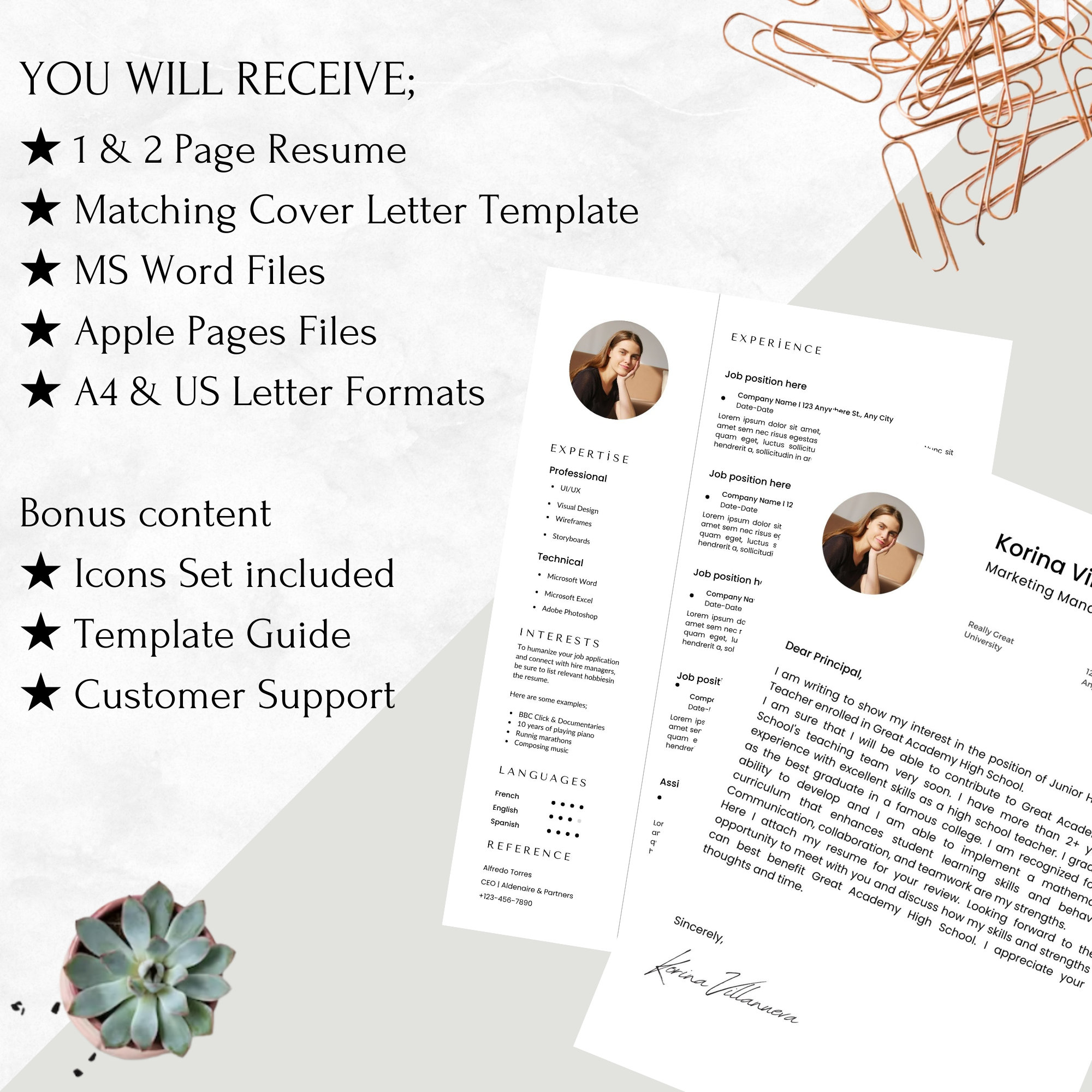 Modern Resume / CV Template - Etsy