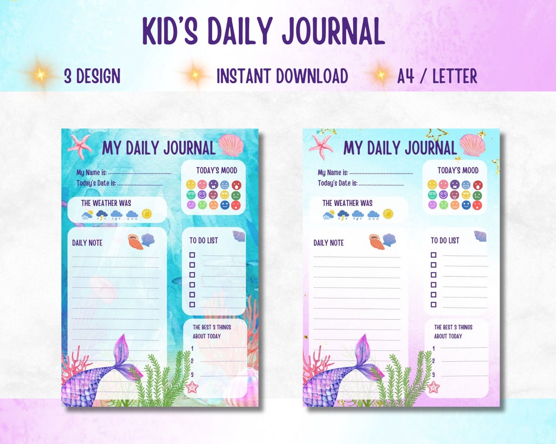 Kids Daily Journal Printable / Journal for Kids / Diary for Children ...