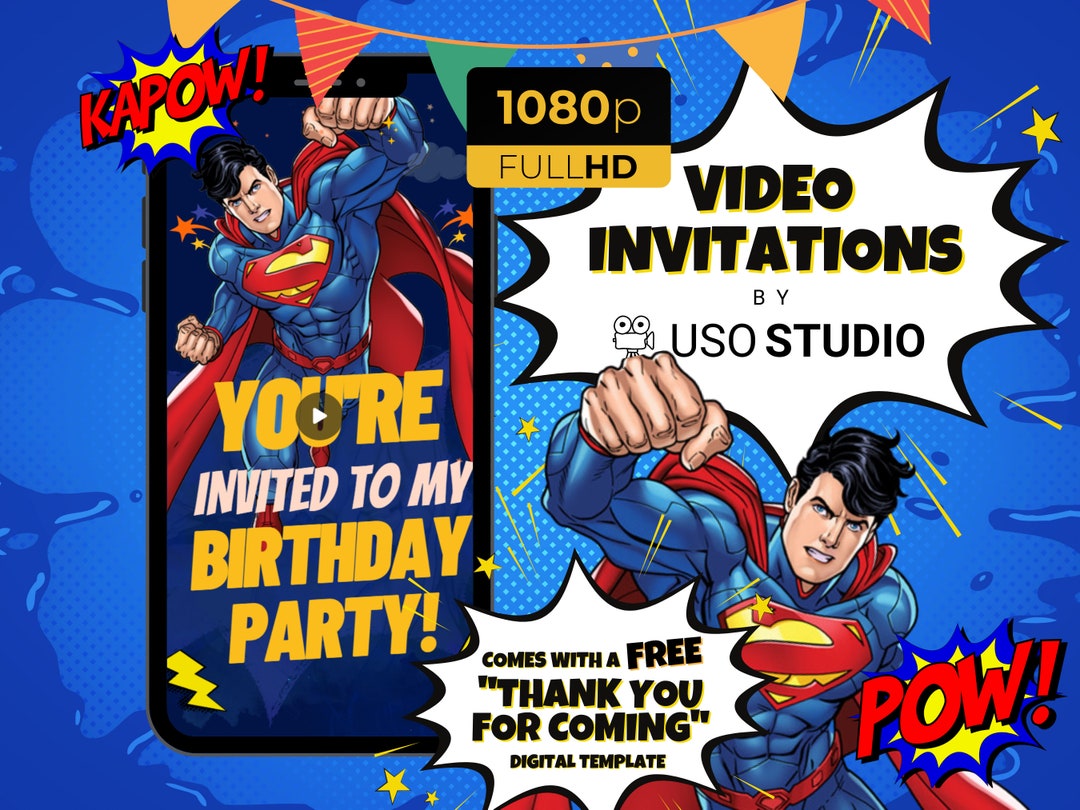 Superman Birthday Invitation Superman Birthday Party Digital - Etsy