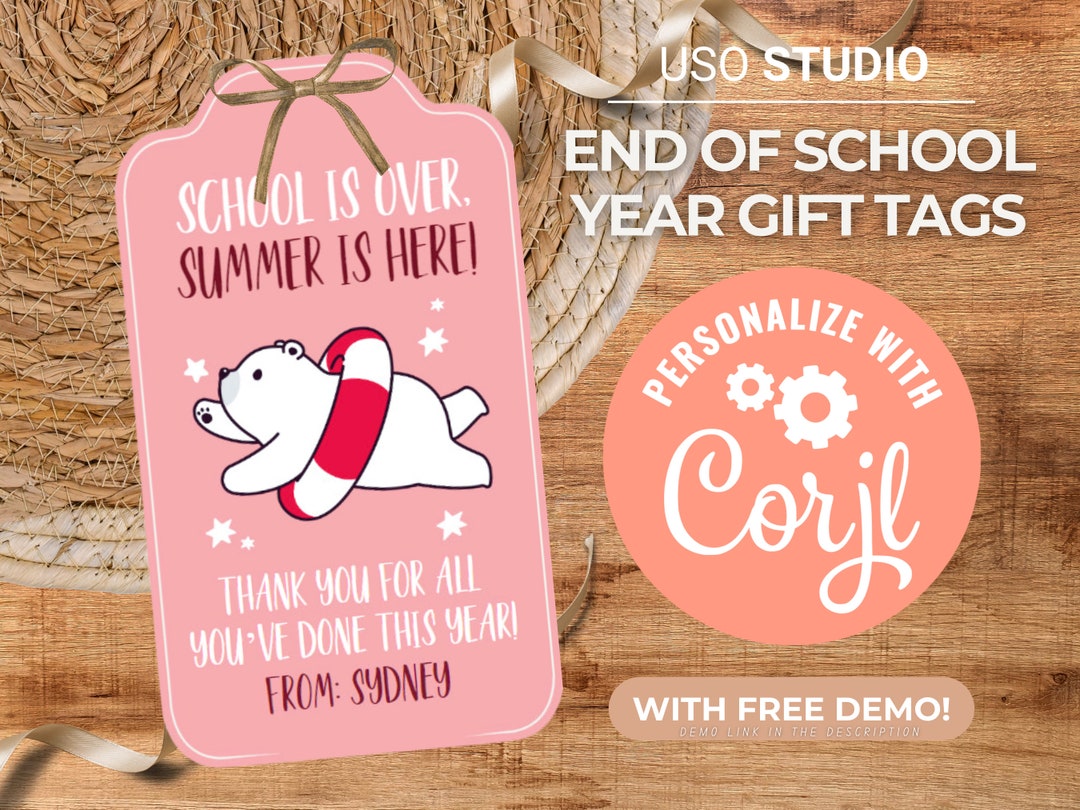 End of School Year Gift Tag, Cute Bear Gift Tag, Summer Gift Tag, Last ...