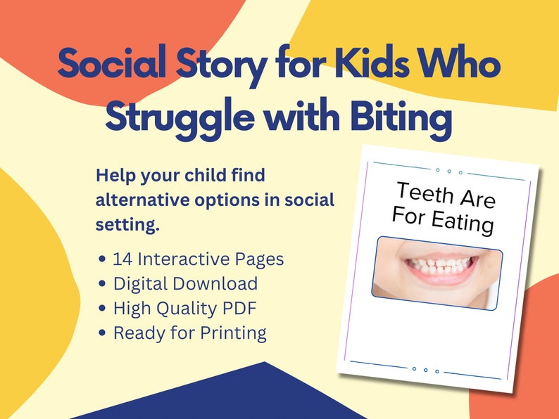 Social Story: Teeth Are for Eating Digital Social Story to Stop Biting ...