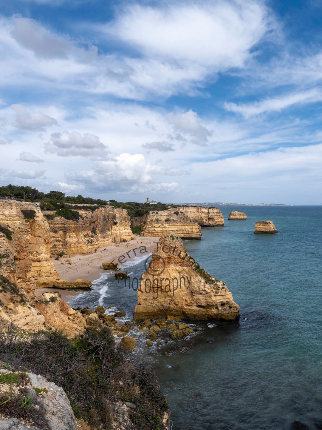 Algarve Coast Photograph: Portugal Limestone Cliffs, Sandy Beach Print ...