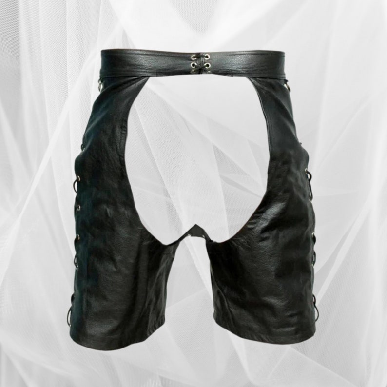 Mens Black Genuine Leather Chaps Style Club Wear Shorts - Etsy