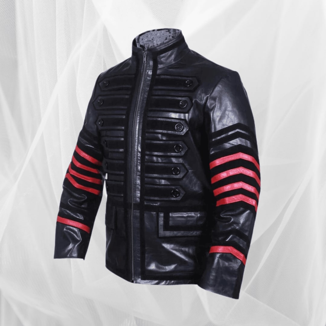 Mens Black and Red Real Leather Steampunk Tunic Jacket - Etsy