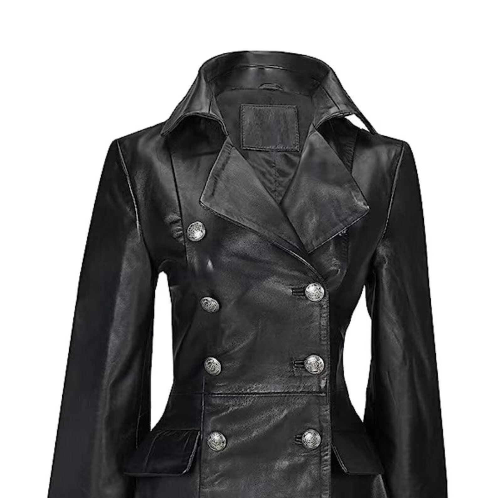 Women Black Lambskin Leather Victorian Style Lace Back Coat - Etsy