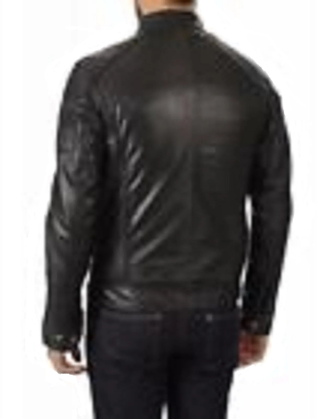 Men's Lambskin Leather Jacket: Black Cafe Racer Style - Etsy