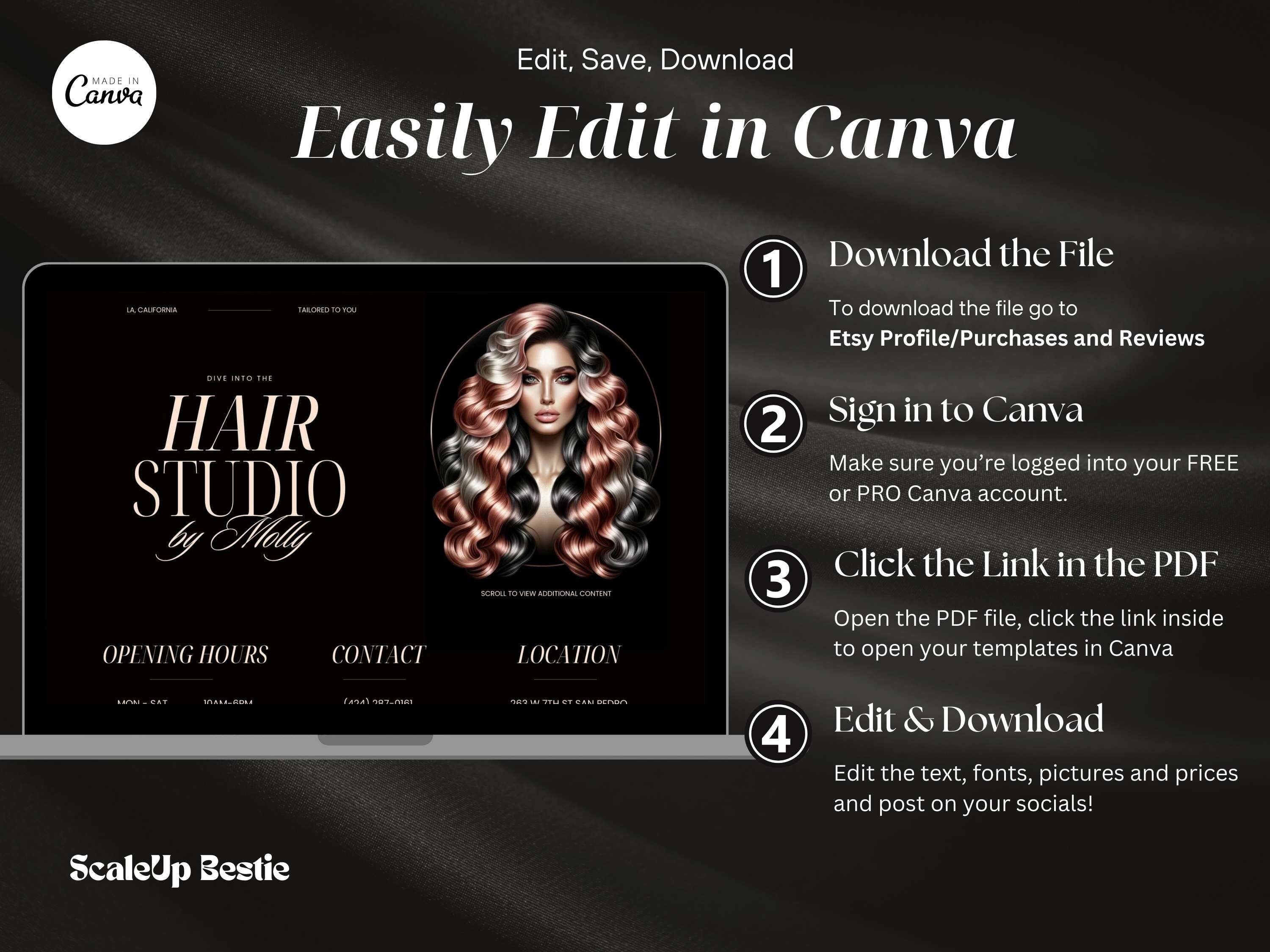 Editable Acuity Template, Hair Stylist Acuity Scheduling Template, Hair ...