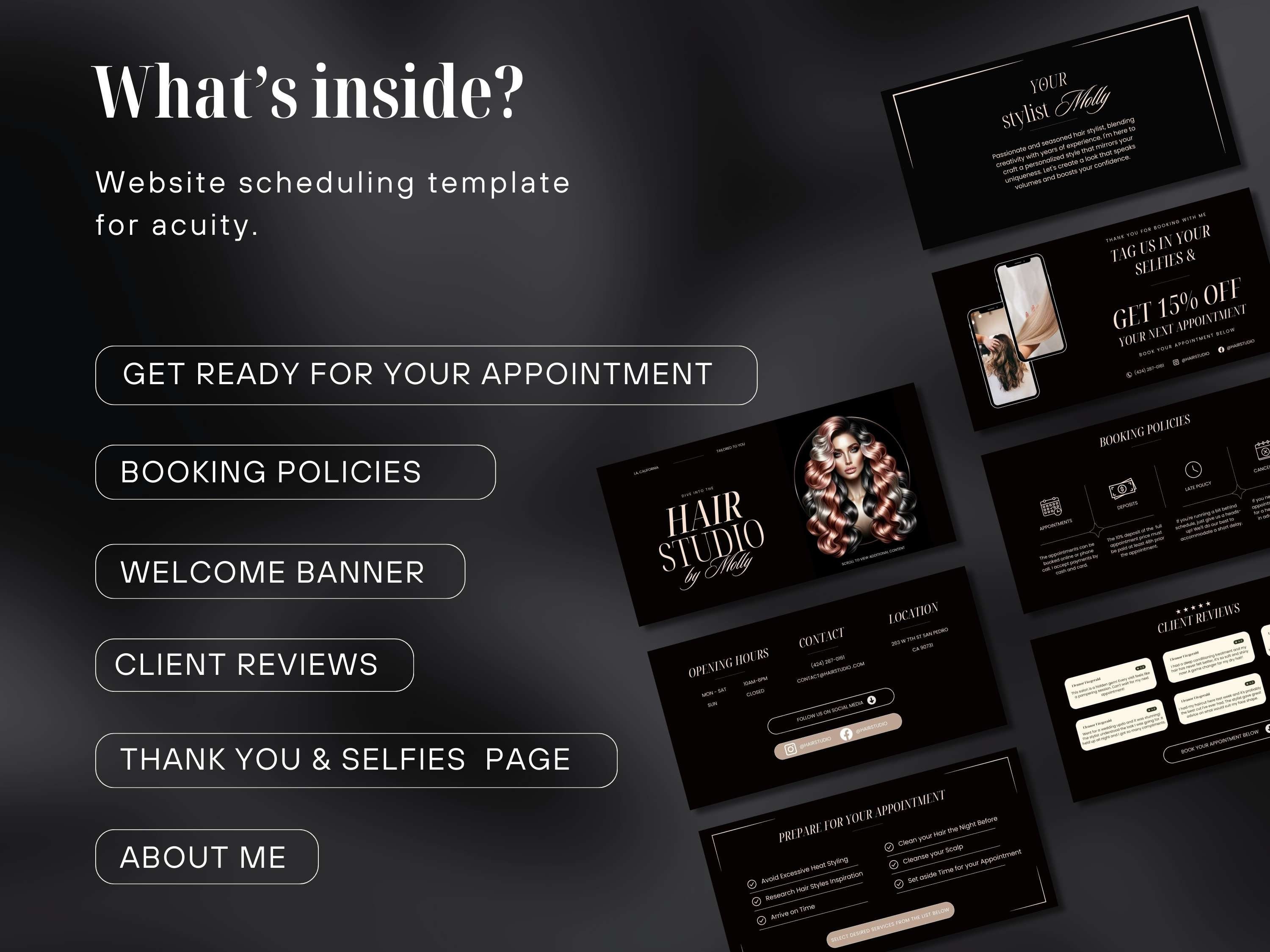Editable Acuity Template, Hair Stylist Acuity Scheduling Template, Hair ...