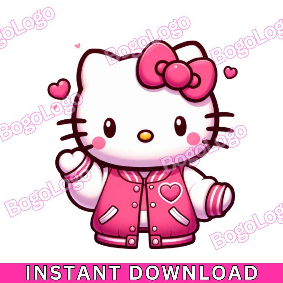 Hello Love Hearts Kitty PNG Pink Bow Pink Hearts Pink Valentines Day ...