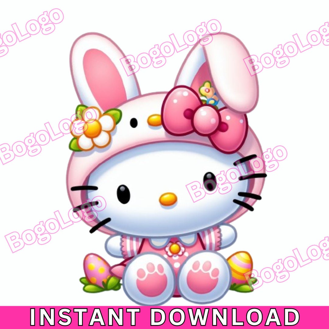 Hallo Osterhase Kitty PNG Ostereier PNG Hasenohren Frohe Ostern PNG Kätzchen Ostern Rosa ...