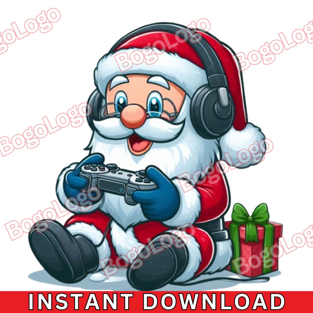 Santa Gamer PNG Video Games Controller Santa Christmas PNG Santa ...