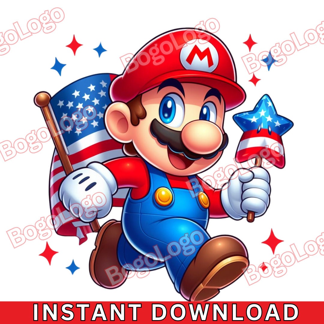 Mario Fourth of July Png USA America Png Patriotic Flag Png ...