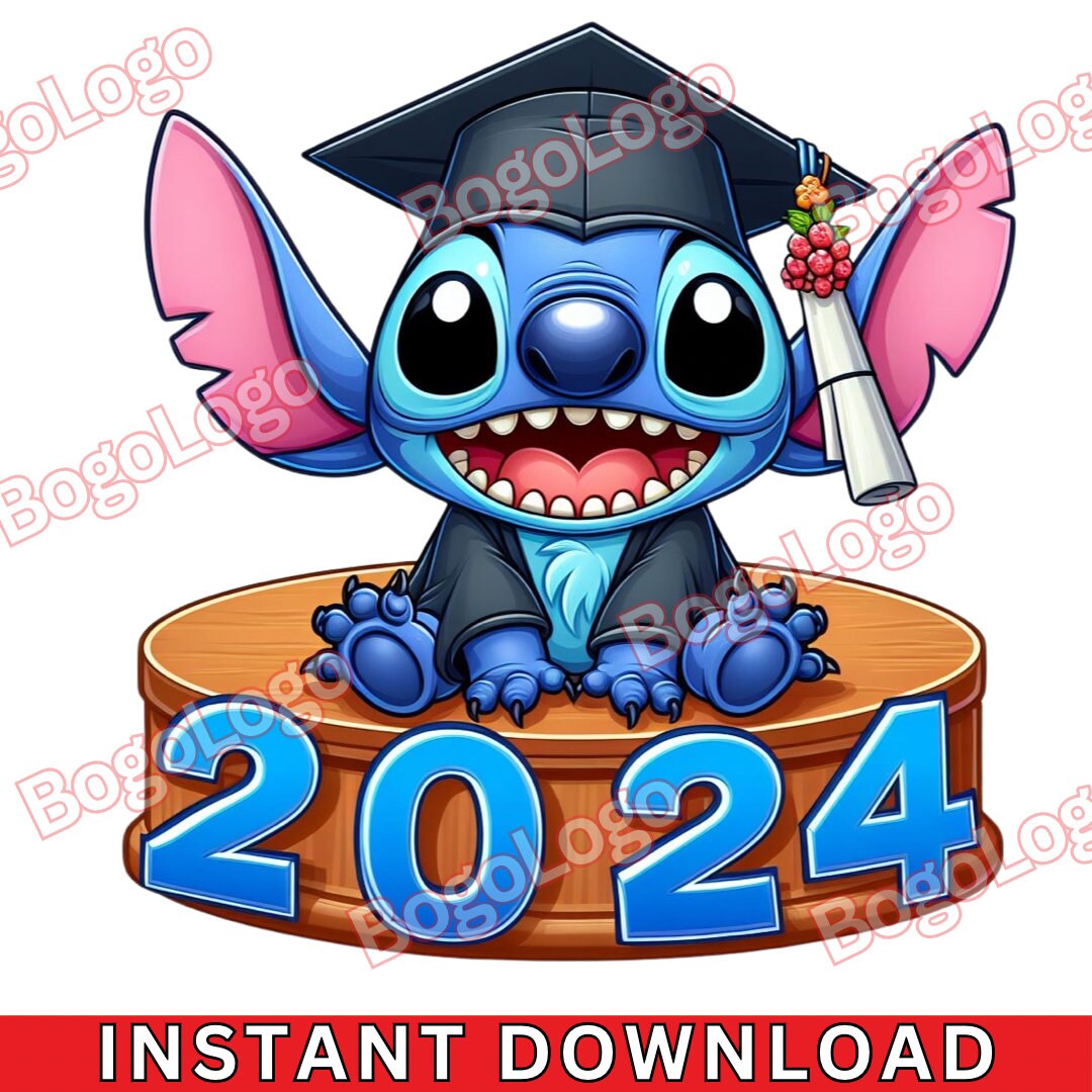 Cute Stitch Graduation PNG Blue Stitch Graduate PNG 2024 Stitch Png ...