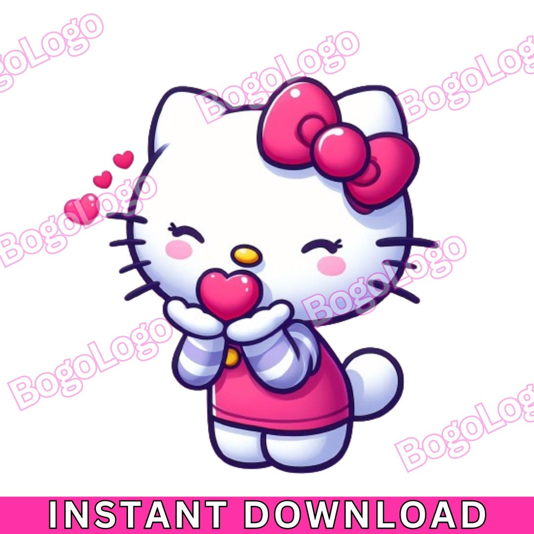 Hallo Liebe Kuss Kitty PNG Rosa Schleife Herzen Valentinstag PNG Katze ...