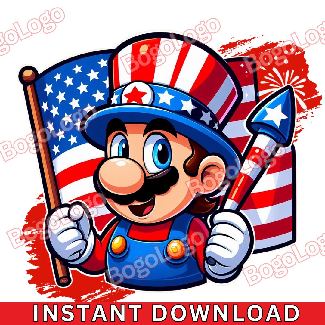 Mario Fourth of July Png USA America Png Patriotic Flag Png ...