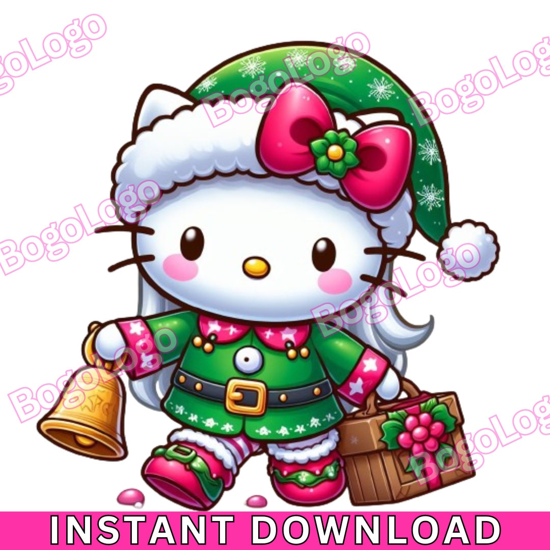 Santas Helper Kitty PNG Cute Christmas Kitty PNG Elf Kitty Christmas ...
