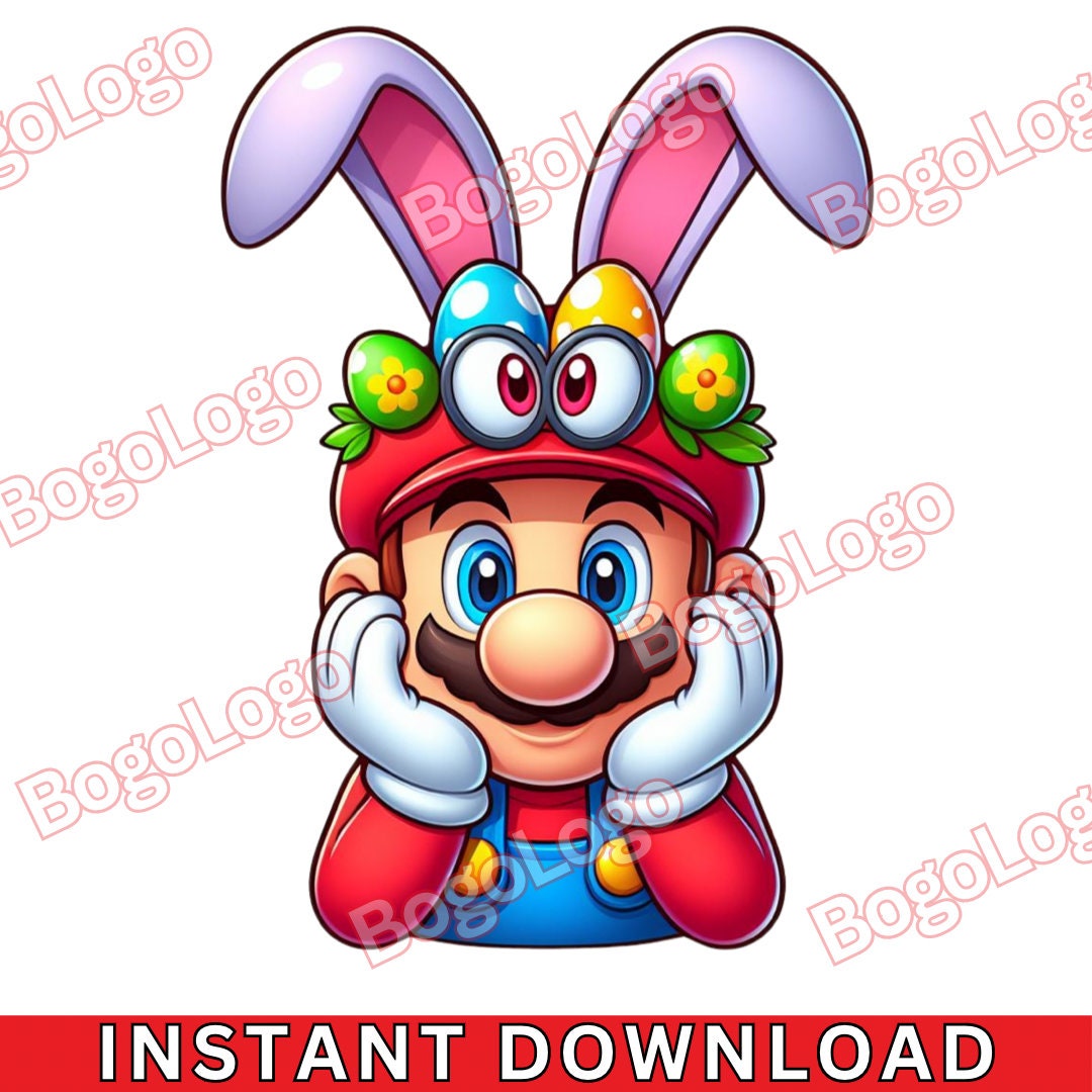Easter Fun Mario PNG Easter Eggs PNG Happy Easter PNG Bunny Ears Mario ...