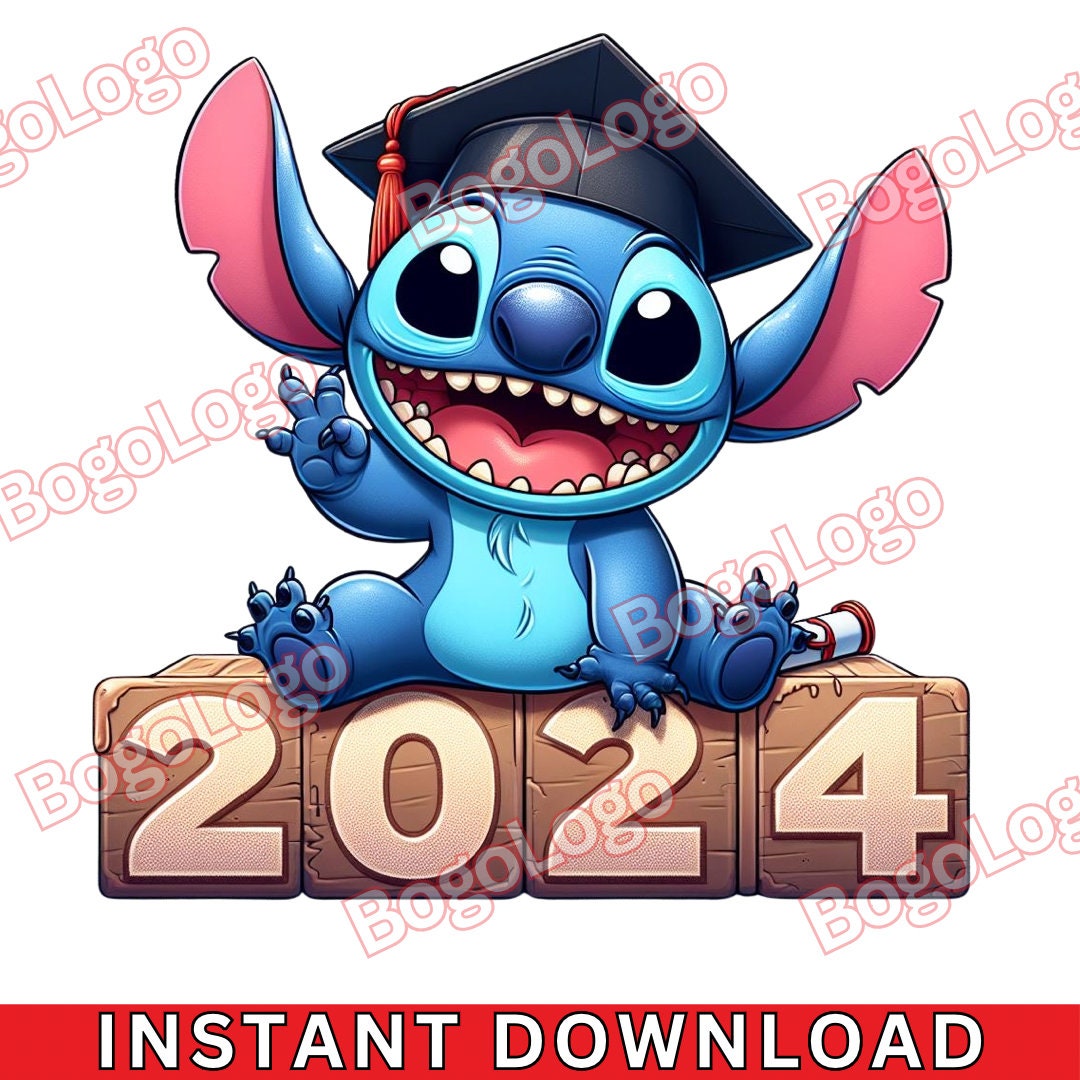 Cute Stitch Graduation PNG Blue Stitch Graduate PNG 2024 Stitch Png ...