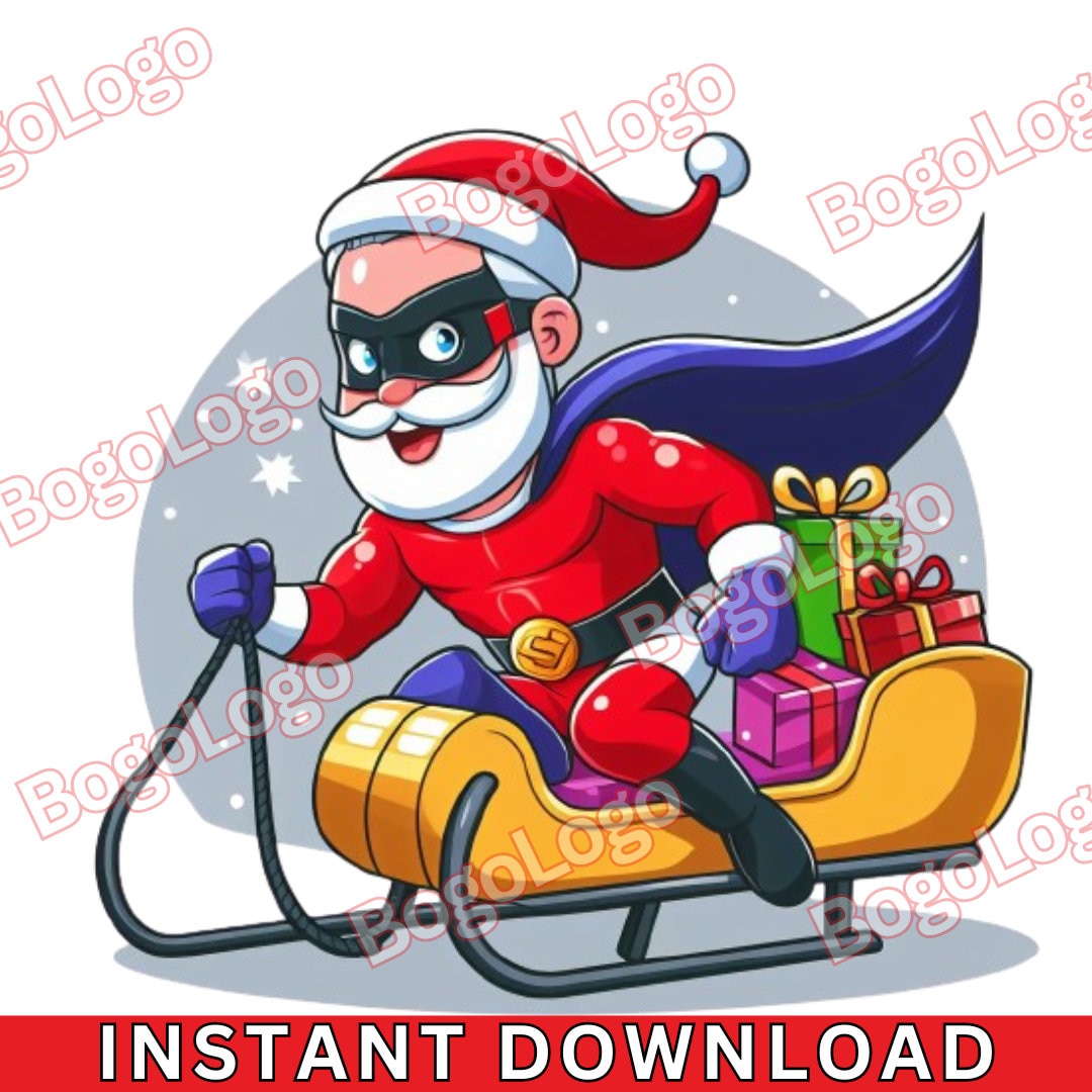 Santa Superhero PNG Christmas Santa Superhero PNG Santa Sleigh ...