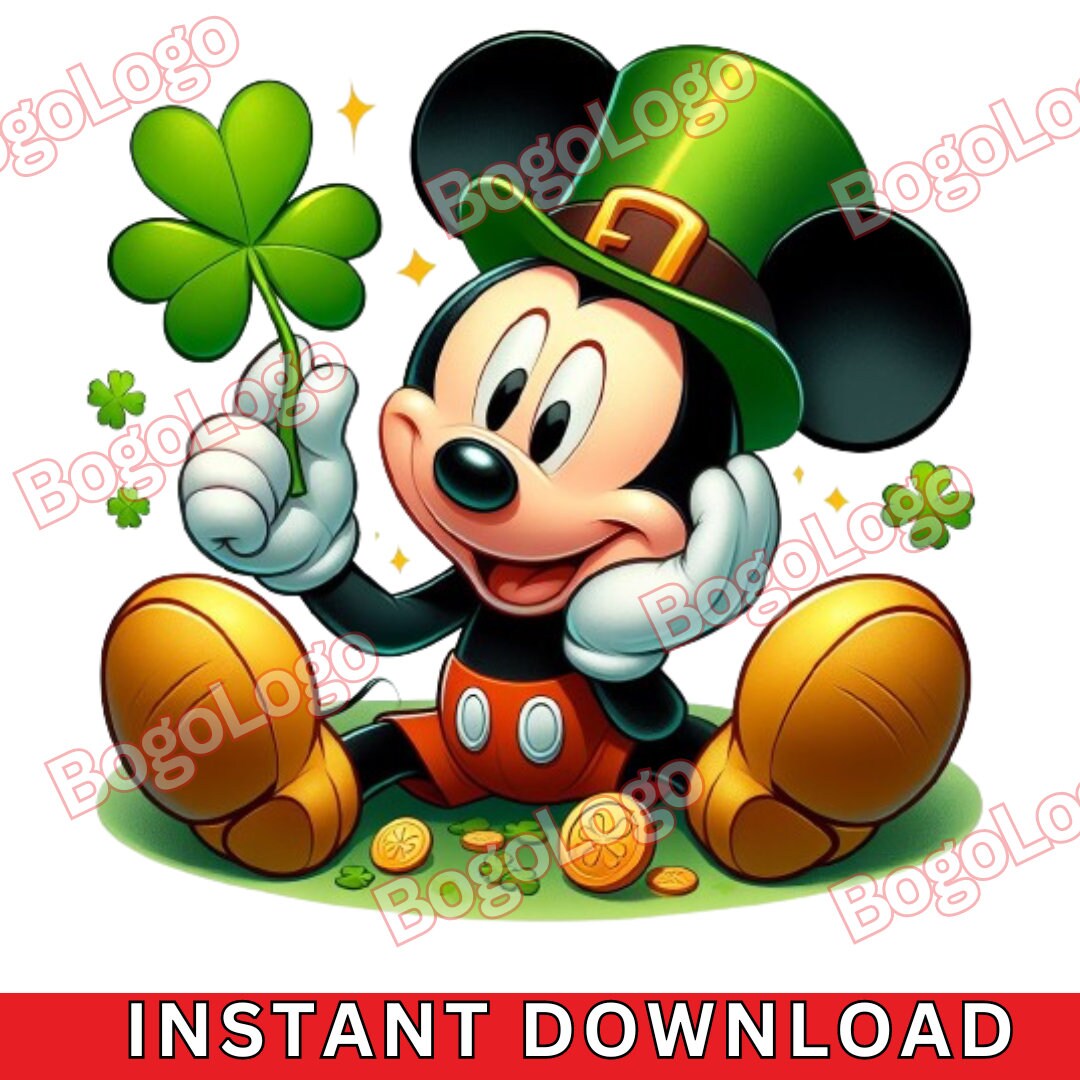 Cute Mouse Clover PNG Green Hat St Patrick Green Clovers Happy Mouse ...