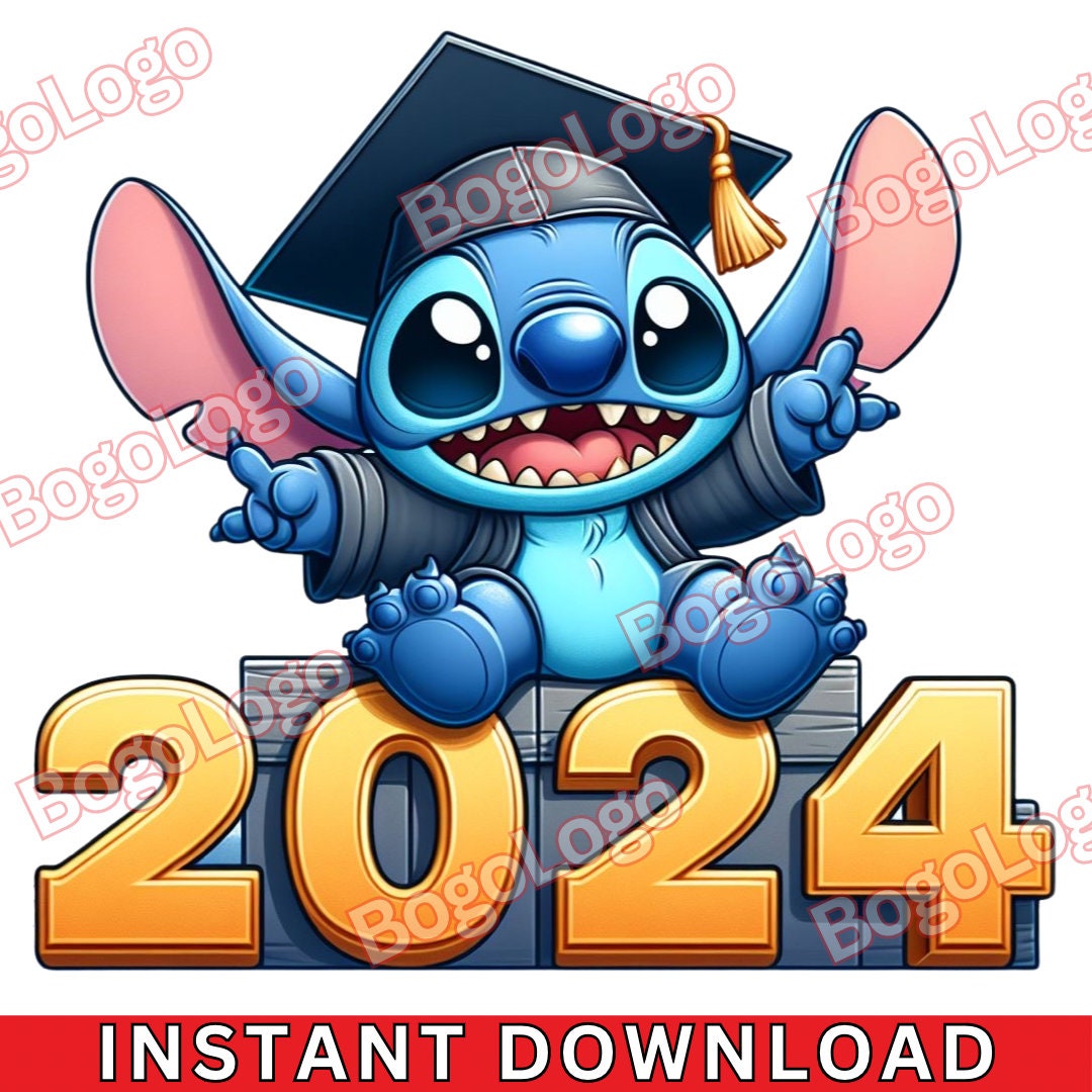 Cute Stitch Graduation PNG Blue Stitch Graduate PNG 2024 Stitch Png ...