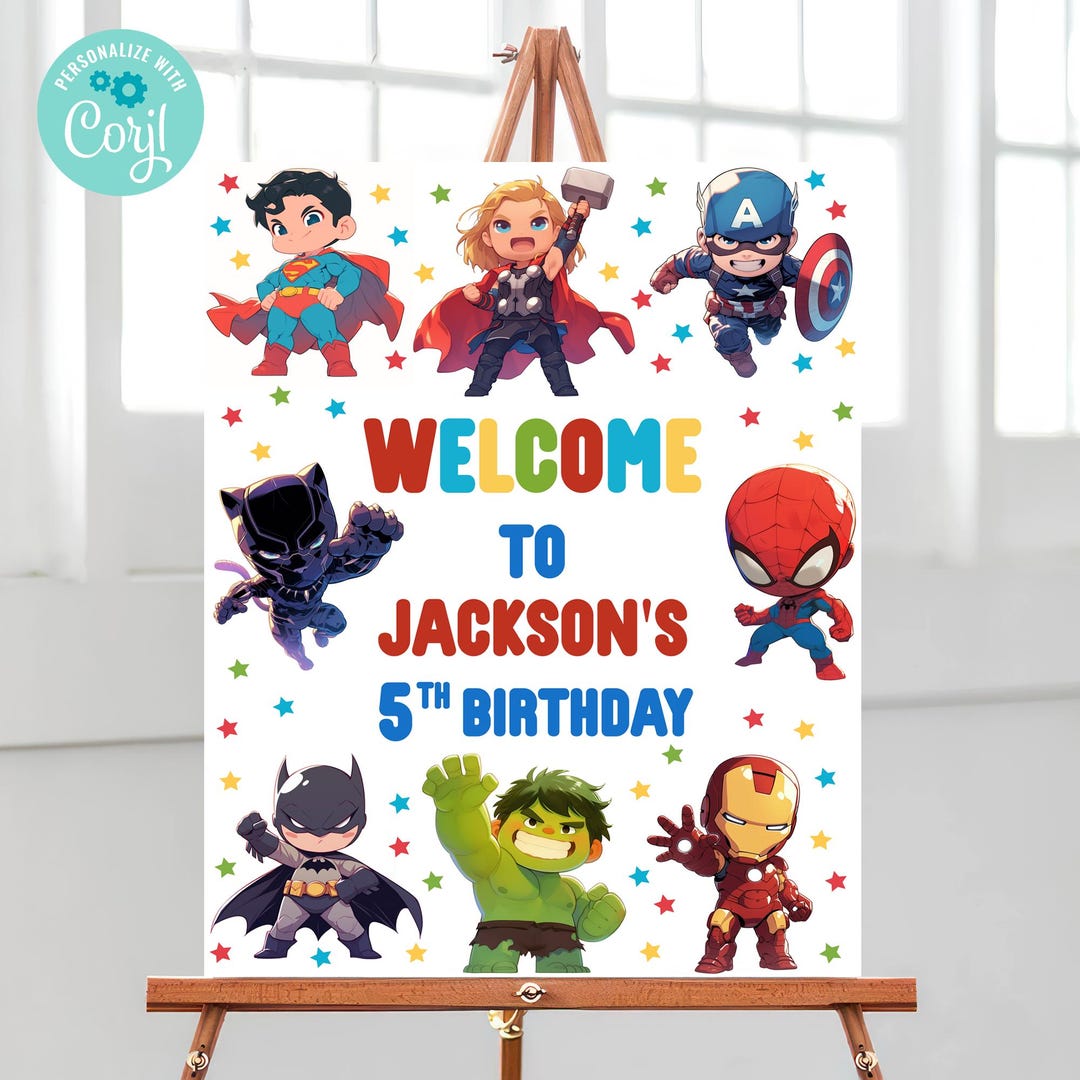 Super Hero Welcome Sign Birthday Party, Welcome Sign Superhero ...