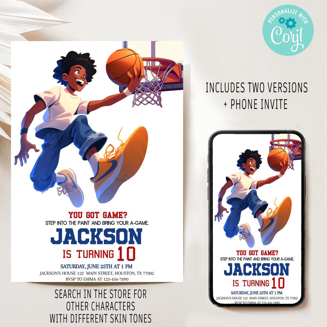 Basketball Birthday Party Invitation: NBA Theme, Any Age (digital ...