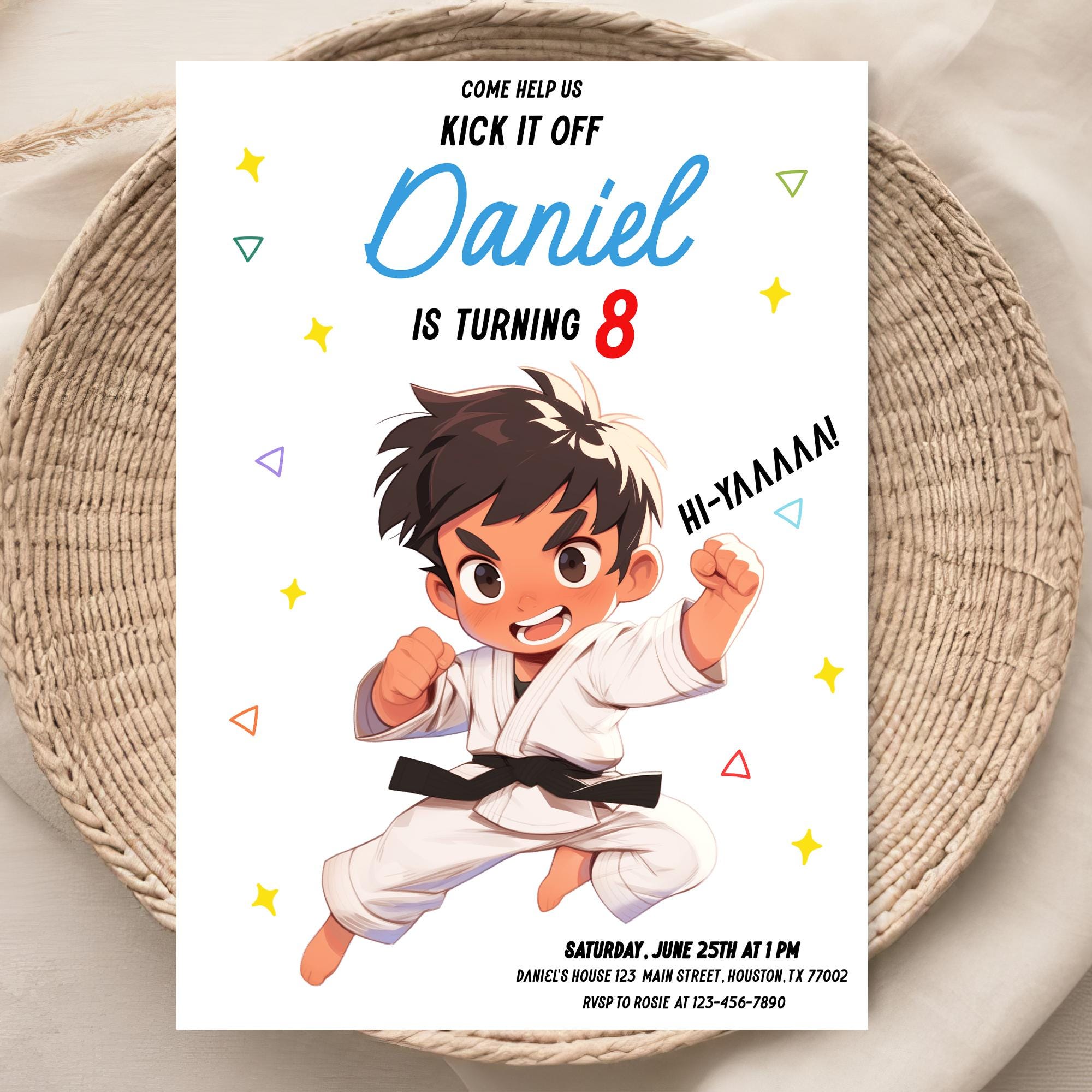 Editable Karate Birthday Invitation: Martial Arts, Taekwondo, Judo ...