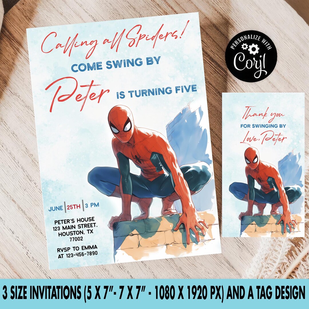 Editable Spider Man Birthday Invitation Template, Spiderman Mobile ...