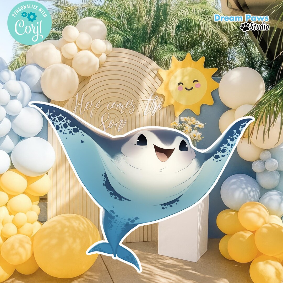 Manta Ray Decor Cutout Birthday Party, Under the Sea Big Decor Cutout ...