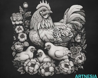 Chicken Png File for Slate Laser Engraving, Glowforge File, Lightburn ...