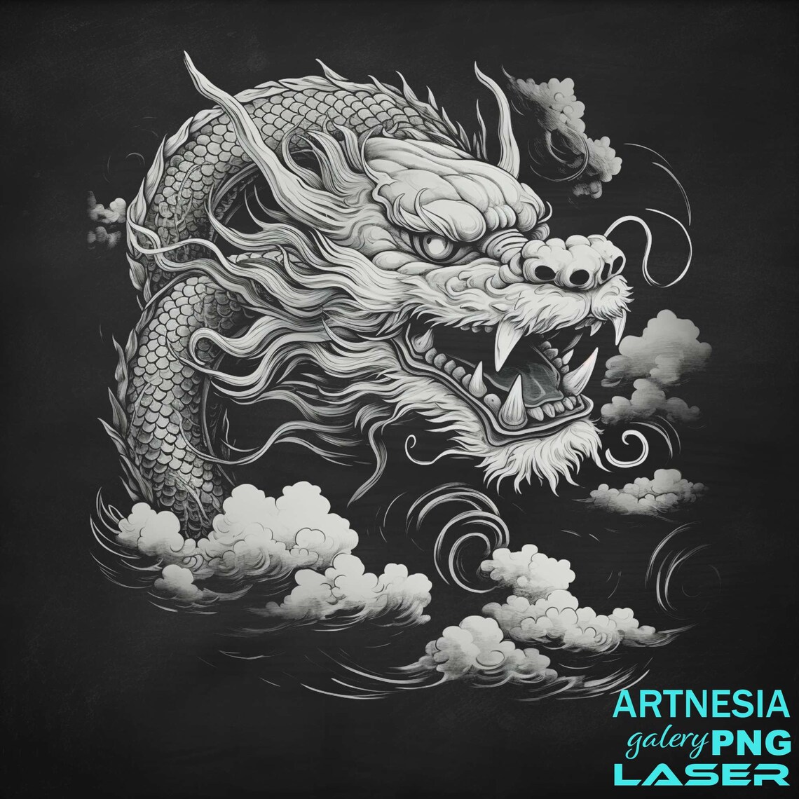 Dragon PNG Laser Engraving File for Slate Coaster, Laser Ready Design ...