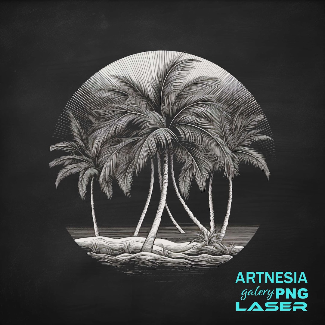 Palm Tree PNG Laser Engraving File for Slate Coaster, Laser Ready ...