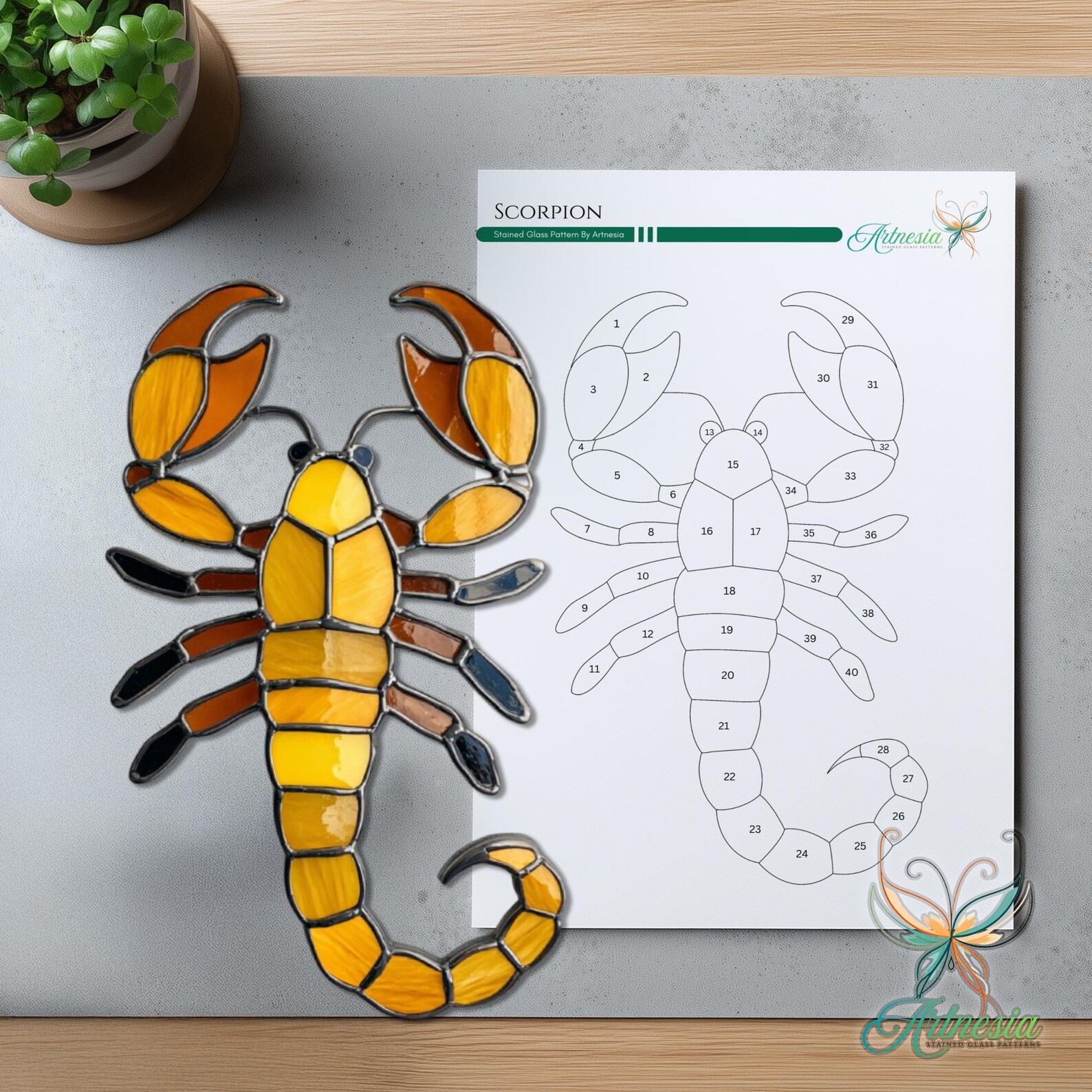 Scorpion Stained Glass Pattern, Scorpion Sign Suncatcher, Zodiac ...