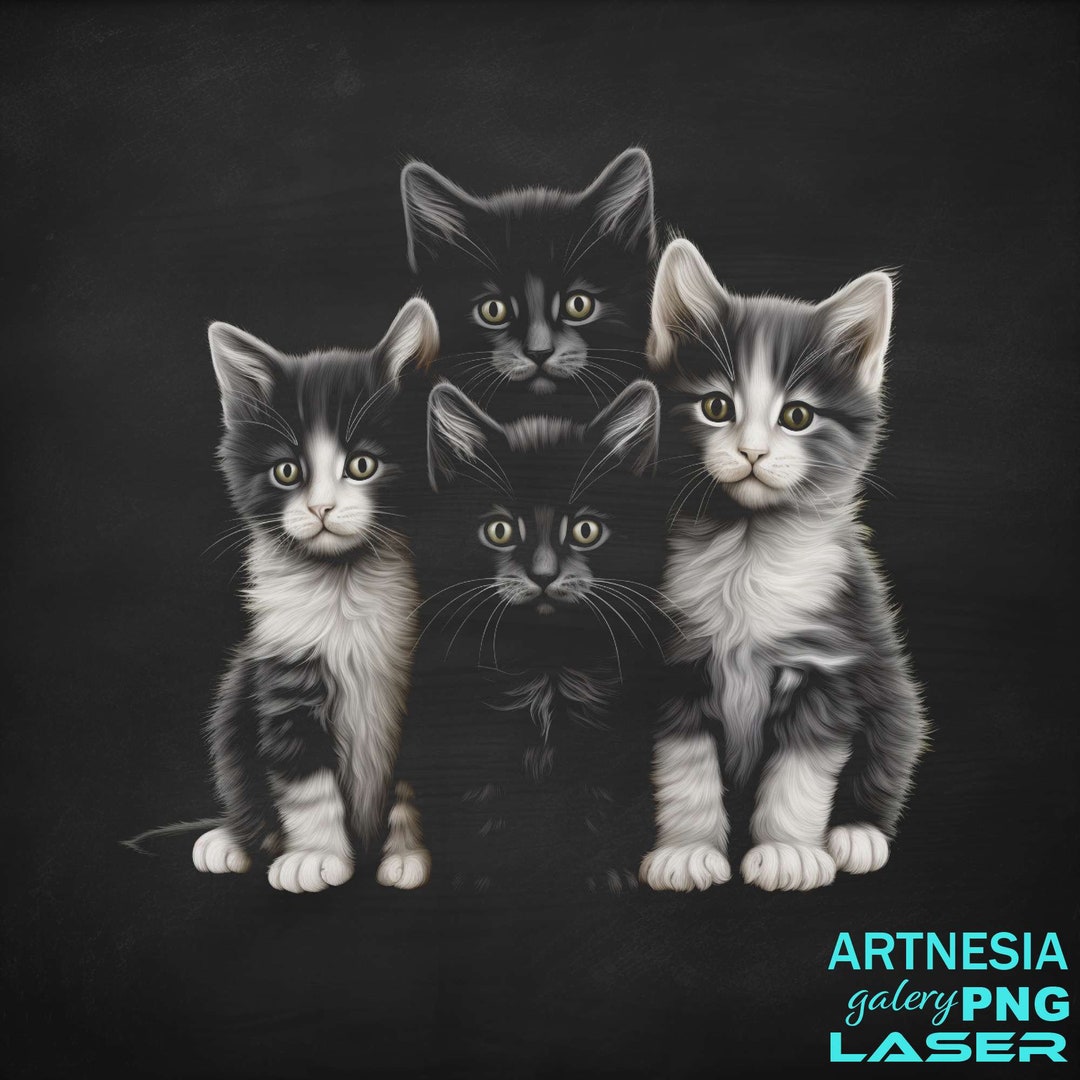 Cute Cats PNG Laser Engraving File for Slate Coaster, Laser Ready ...