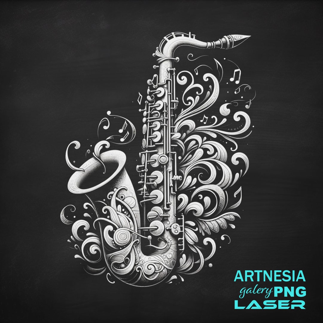 Saxophone PNG Laser Engraving File for Slate Coaster, Laser Ready ...