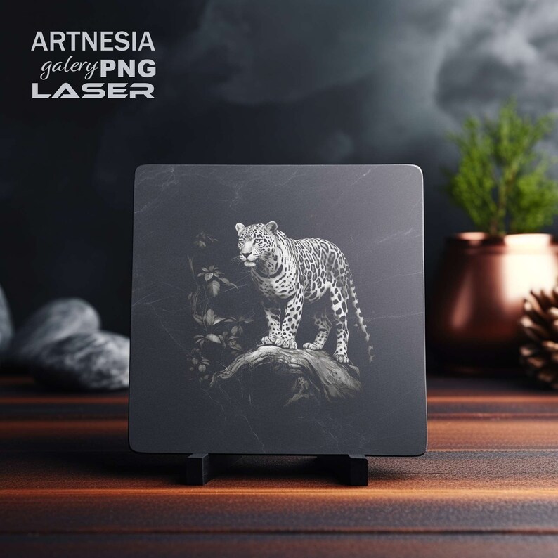 Jaguar PNG Laser Engraving File for Slate Coaster, Laser Ready Design, Slate Coaster Engraved ...